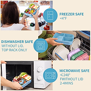 Itopor® Lunch Box,Ideal Leak-Proof Bento Box for Kids & Adults,Natural Wheat Fiber Material,Mom's Eco-Friendly Choice,Kids Lunch Box No BPA & Dyes,Healthy Food-Safe Lunch Container for Family(Blue)