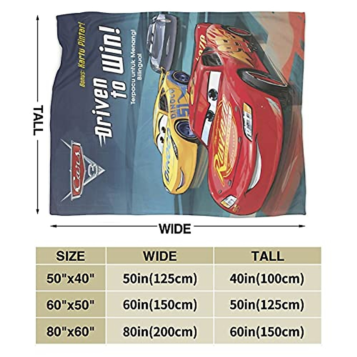 TLOVE Lightning McQueen Cars Blanket Soft Cozy Throw Blanket Flannel Blankets for Couch Bed Living Room 60x50 Inch