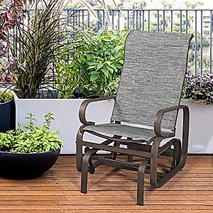 Yaheetech Outdoor Patio Glider, Rocking Lounge Chair with Texteline Fabric and Steel Construction for Porch Patio Balcony Set of 2