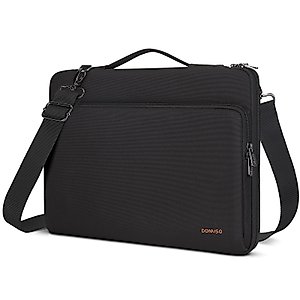 DOMISO 15.6 Inch Laptop Bag Cover Waterproof Notebook Shockproof Sleeve Case Shoulder Bag Protective Cover for 15.6" HP 15/ThinkPad E575/Dell/Lenovo IdeaPad S510/Dell XPS 15,Black