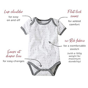 Burt's Bees Baby Organic Cotton Short & Long Sleeve Bodysuits for Infants in Dusty Dandelions, 18 Months