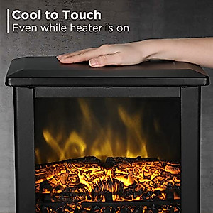 TURBRO Suburbs TS17 Compact Electric Fireplace Stove, 18” Freestanding Stove Heater with Realistic Flame - CSA Certified - Overheating Safety Protection - for Small Spaces - 1400W