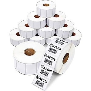 Aegis Adhesives - 1 ½” X 1” Direct Thermal Labels, Perforated & Compatible with Rollo, Zebra, & Other Desktop Label Printers (12 Rolls, 1300/Roll)