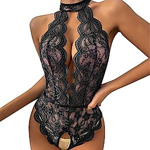 NOLDARES Lingerie for Women Lace Backless Sexy Lingerie for Women See Through Nightwear Sexy Chemise Nightie Bodysuits