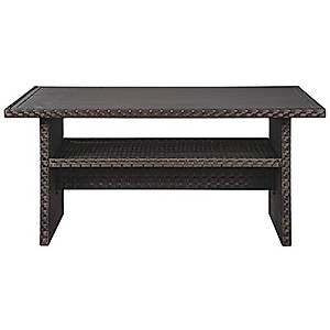 Signature Design by Ashley Outdoor Easy Isle Multi-Use Resin Wicker Patio Table, Dark Brown
