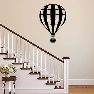 Hot Air Balloon Metal Wall Art, 3D Silhouette Decoration of Living Room, Stylish Metal Wall Hanging Black Decoration, Suitable for Home Decoration of Restaurant Coffee Shop