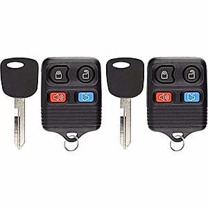 KeylessOption 4 Item Bundle 2 Key Fobs Keyless Entry Remotes 2 Uncut 4C Ignition keys for Ford Lincoln Mercury