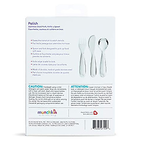 Munchkin® Polish™ Stainless Steel Toddler Fork, Knife and Spoon Utensil Set, 3 Piece