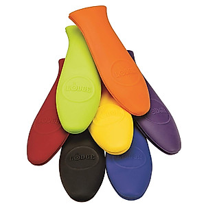 Lodge Cast Iron Skillet, Pre-Seasoned, 10.25-inch & Lodge ASHH11 Silicone Hot Handle Holder, Black