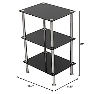 AVF S33-A Small 3 Tier Shelving Unit in Black Glass & Chrome