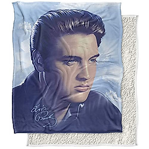Elvis Presley Blanket, 50"x60", Big Portrait Silky Touch Sherpa Back Super Soft Throw Blanket