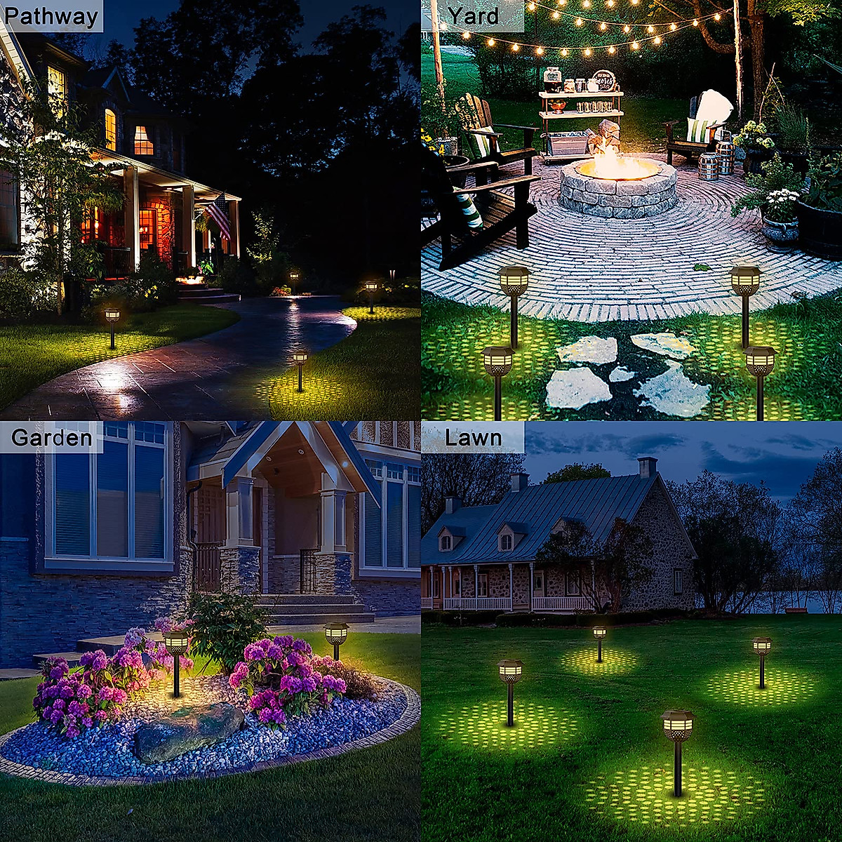 6 Pack Solar Garden Lights, ZNFRT Outdoor Solar Pathway Lights, IP65 Waterproof Solar Powered Landscape Lights, Auto On/Off Solar Lights Outdoor for Yard, Patio, Lawn, Walkway (Warm White)