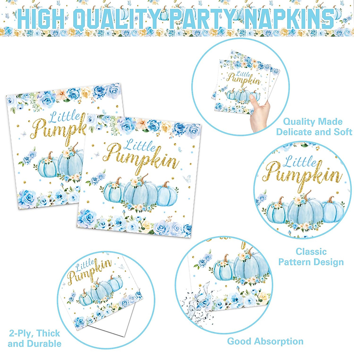 Little Pumpkin First Birthday Decorations - Little Pumpkin is Turning One Decorations Set Includes Plates, Napkins, Cups, Forks, Tablecloth, Banner fo Boy Pumpkin Birthday Decorations, Serves 24