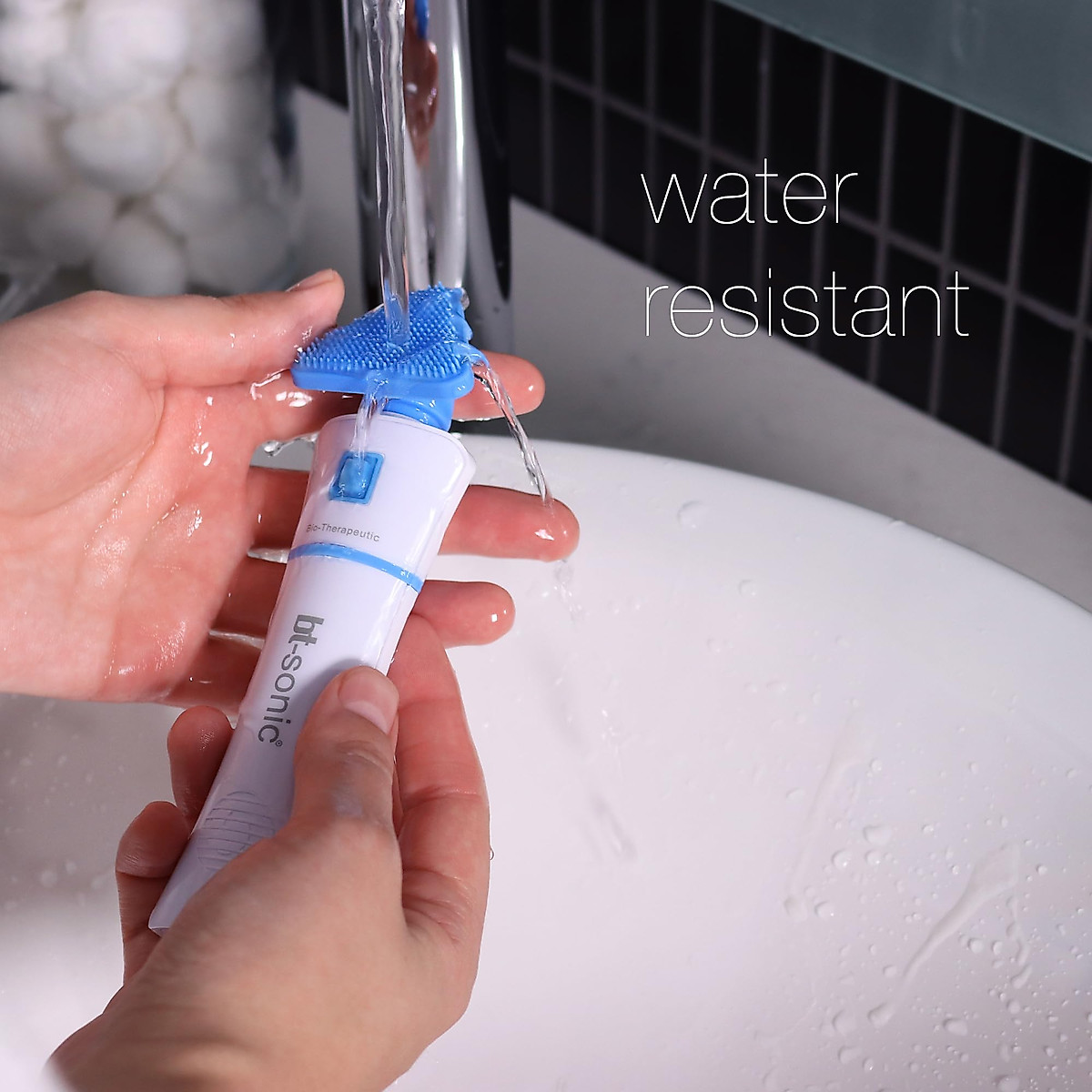 Bio-Therapeutic bt-Sonic Facial Cleansing Brush, Ultrasonic Handheld Silicone Face Cleanser, Exceptional Quality Water Resistant Face Exfoliator