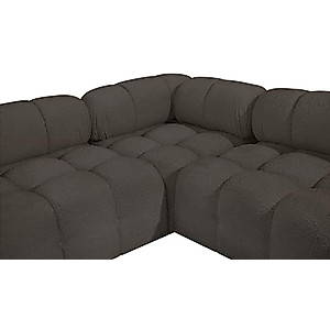 Meridian Furniture 611Brown-Sec4A Ames Collection Modern | Contemporary Modular Sectional with Rich Brown Boucle Fabric, Modular to Create Infinite Configurations, 102" W x 68" D x 28" H, Brown