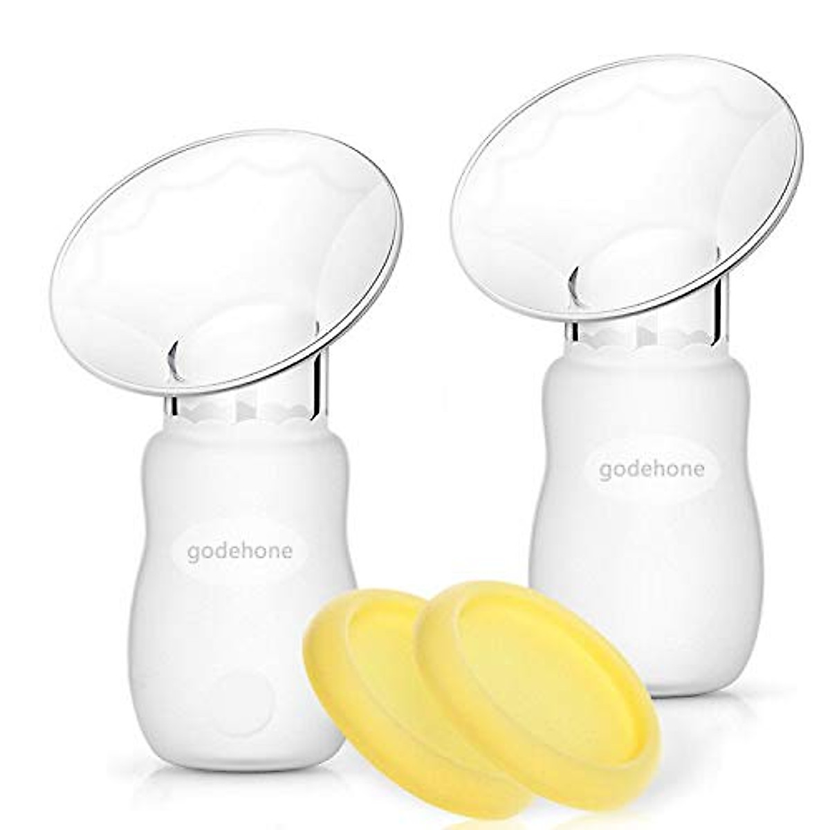 Silicone Breast Pump 2 Pack, Manual Breast Pump with Protective lid, Portable Milk Saver for Breast Feeding,100% Food Grade Silicone BPA Free(4oz/100ml), Yellow