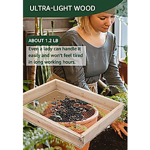 Soil Sifter,Dirt Sifter for Gardening Rock Sifter for Rocks Compost Sifter Wooden Sifting Screen,Garden Sieve for Pellet/Gravel/Soil/Leaves,Garden Tool 15.7" x11.8”x2.8” with 1/5” Mesh…