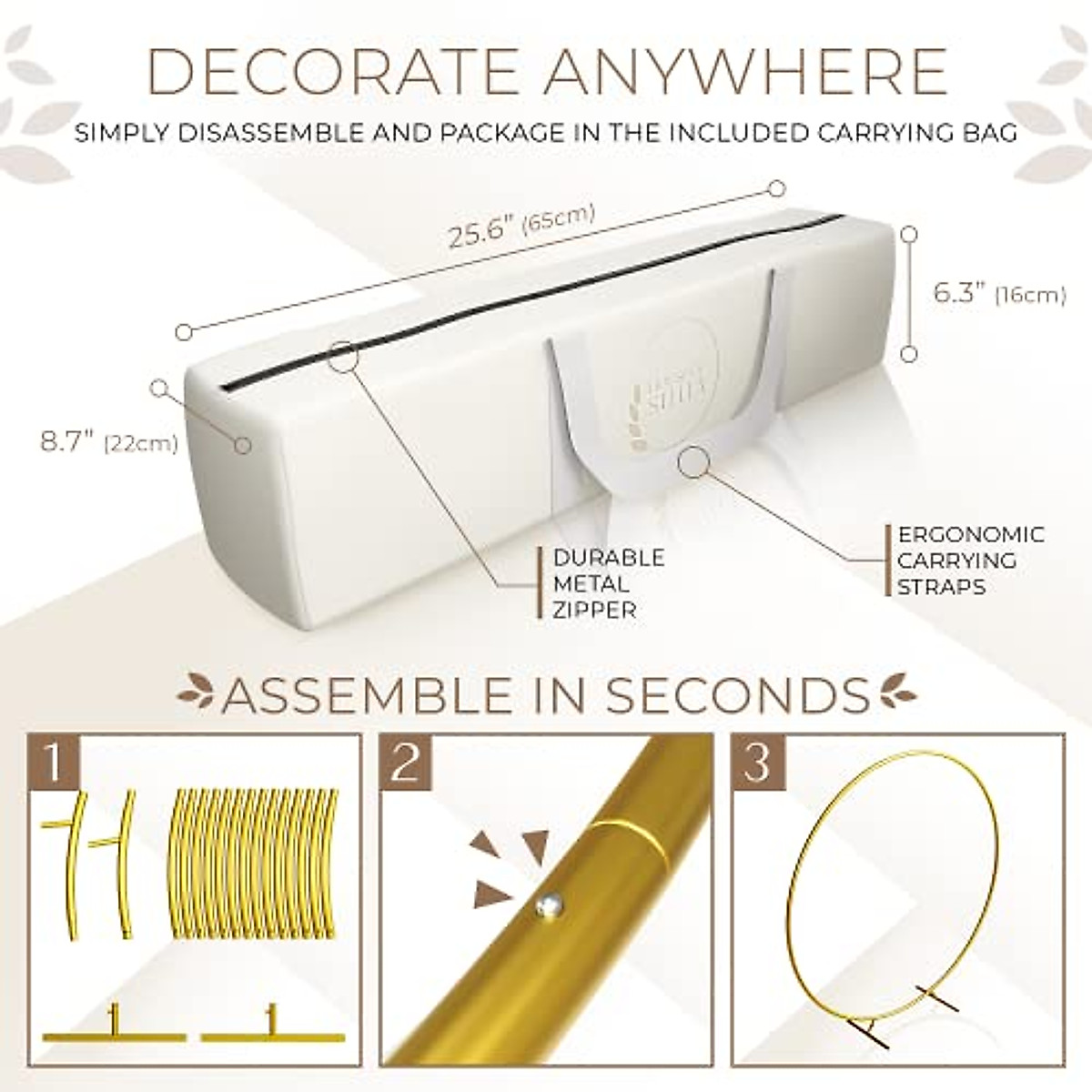 Round Backdrop Stand - 6.6 FT Gold Balloon Arch Stand Round Balloon Arch Frame Set - Durable Circle Metal Frame for Backdrop Storage Bag Rounded Arch Design for Indoor and Outdoor Party Decorations