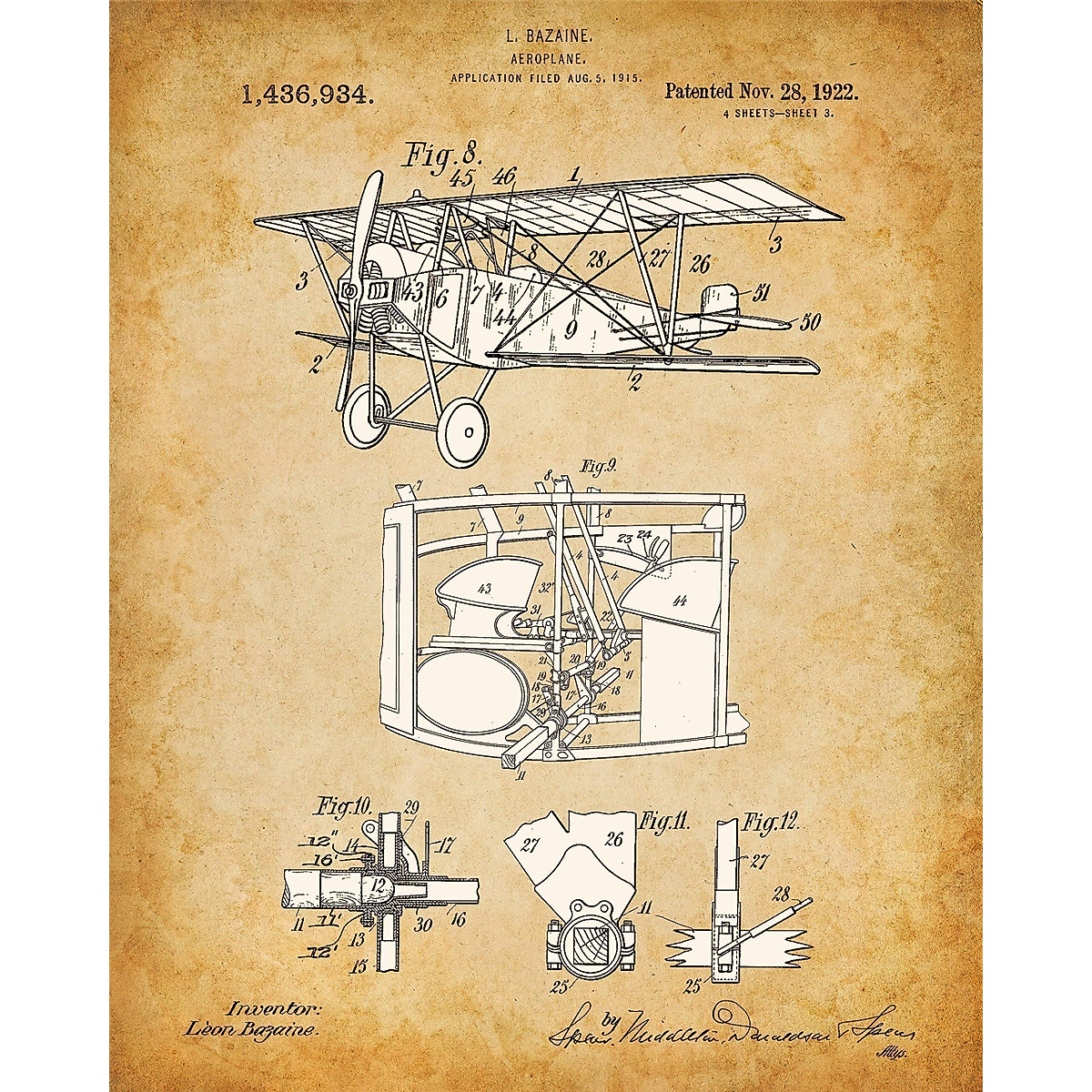Original Flying Machines v2 Patent Prints - Set of Four Photos (8x10) Unframed - Makes a Great Home and Man Cave Decor and Gift Under $20 for Engineers and Pilots
