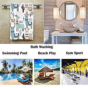 Pfrewn Llama Cactus Hand Towels 16x30in Ethnic Alpaca Desert Animals Bathroom Towel Soft Absorbent Small Bath Towel Kitchen Dish Guest Towel Decorations