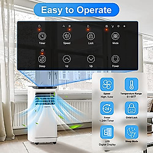 Wiytamo 10,000 BTU Portable Air Conditioners for Room Up to 450 Sq.Ft, 4-in-1 Portable AC Unit, Heater, Dehumidifier & Fan with Remote Control, Self Evaporation System, LED Display