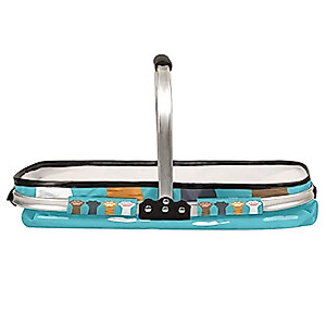 Cat Paw Print Market Basket Collapsible Large Picnic Basket Cute Animal Shopping Basket with Handle Heavy Duty Reusable Grocery Bags Folding Picnic Baskets for Shopping, Beach, Camping, Travel