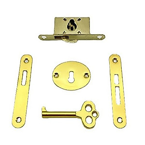 ZCZQC Gold Metal Flush Mount Lock Set for Grandfather Clock, Cabinet Door or Dresser Drawer