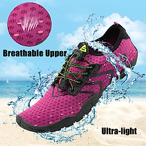 Joelynne Water Shoes for Women Men, Quick Dry Barefoot Aqua Shoes Beach Swim Sports Outdoor Hiking Diving Surf, 1 Electric Purple, 10 Women/8 Men
