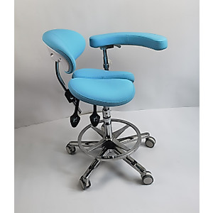 LINCHARM.COM Medical Dental Saddle Assistant Chair Stool with Rotatable Arm and Ergonomic Back Support for Dentist Operator Seating in Dental Clinics, Microfiber Leather (C13 Black)