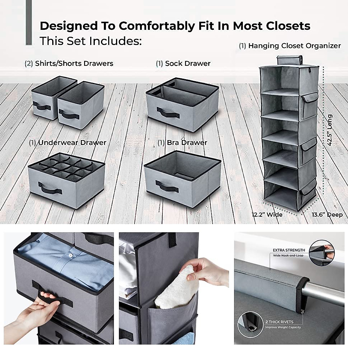 Haning Closet Organizer - Declutter Your Dresser & Wardrobe with This Sturdy, Multi-Compartment Storage Solution - Keep Your Clothes Fresh & Accessible