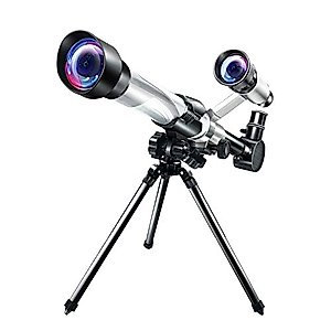 Astronomy Telescope for Kids Adults Beginners,50mm Aperture Astronomical Telescope Refractor Tripod Finder for Camping And Stargazing,Observe Moon and Planet in The Wild, Best Telescope Gift (Silver)