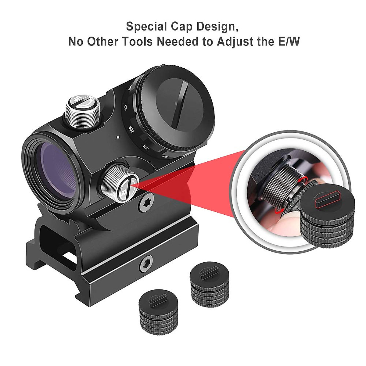 Feyachi RDS-23 2MOA Red Dot Sight Compact Red Dot Scope with 0.83” Riser Mount Absolute Co-Witness with Iron Sight