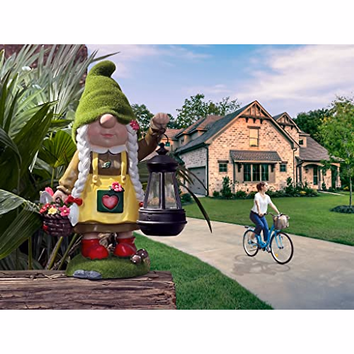 Gnomes Garden Gnomes Lady - Garden Sculptures & Statues Solar Female Garden Gnomes Outdoor Funny Knomes - Funny Garden Gnome Gifts Lights - Garden Gifts Gnomes Decor Gnomes Garden Decorations (13in)
