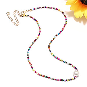 Surfer Heishi Bead Choker Necklace For Woman Star Pearl Polymer Clay Record Disc Beads Layered Necklace Boho Beach Necklace jewelry (rainbow)