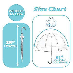 totes Clear Bubble Umbrella with Dome Canopy, Lightweight Design, Wind and Rain Protection, Dots, Adults-51