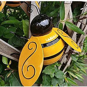 Yungeln Metal Wall Art, 4PCS Metal Bumble Bee Wall Decor, 3D Iron Bee Art Sculpture Hanging Wall Decorations for Outdoor Home Garden