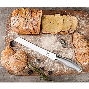 Brandobay Bread Knife 8-Inch, High Stainless Steel, Ergonomic Handle, Cakes Slicing Knife
