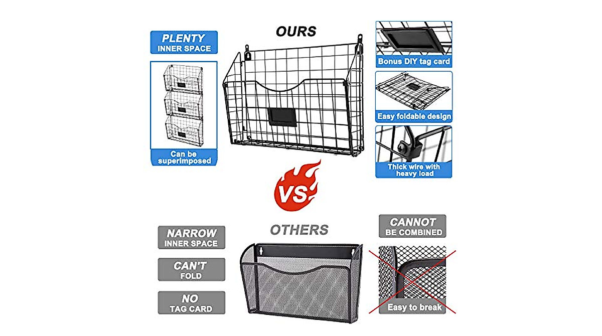 X-cosrack Stackable Wall File Rack for Organized Spaces