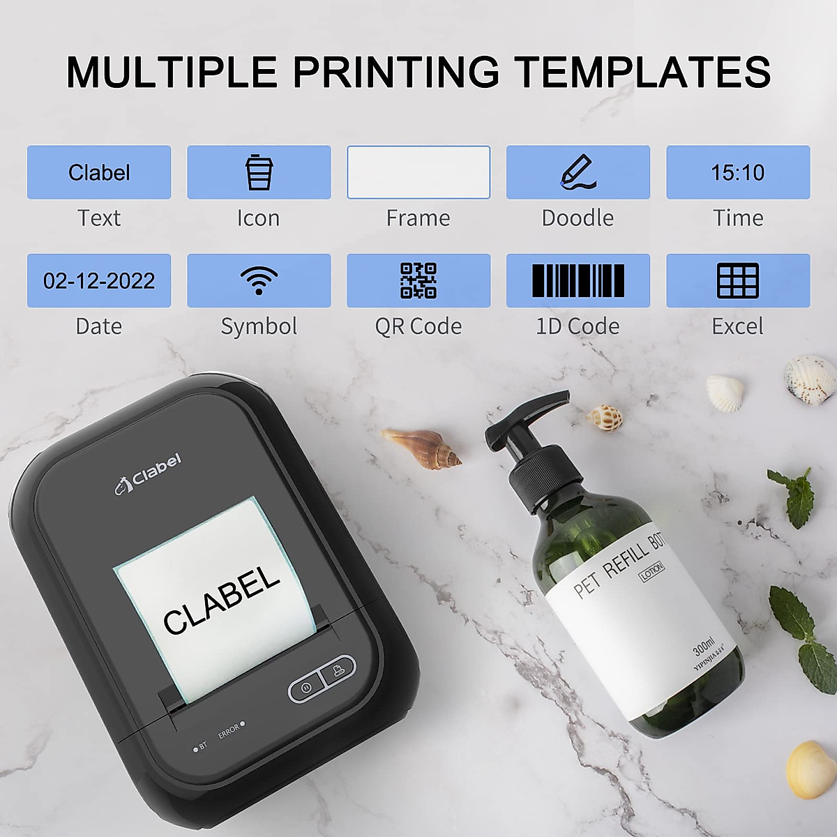 Label Maker Machine with Tape, CLABEL 220D Desktop Thermal Label Printer with USB Cabel,Support Windows, for Office Home