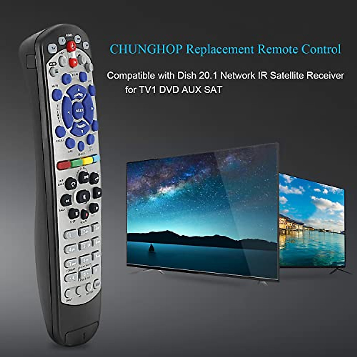 Remote Control for Dish Network 20.1 IR Remote Control, New Replacement IR Remote Control for Dish Network 20.1 IR Satellite Receiver TV1 DVD AUX