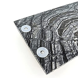 BustleDust Handmade Marble Decorative Tray with Golden Handles,Vanity Tray, Cosmetics Perfume Tray, Jewelery Diplay Tray, Dresser Organizer Tray(Black 11.8 x 7.9 x 0.39in)