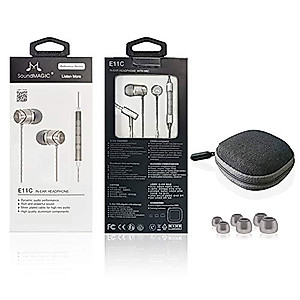 SoundMAGIC E11C Wired Earbuds with Microphone HiFi Stereo Earphones Noise Isolating in Ear Headphones Powerful Bass Tangle Free Cord Gunmetal