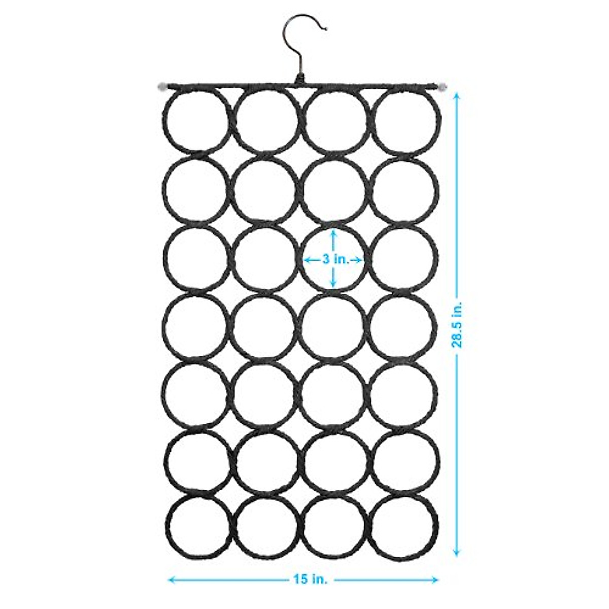 Marcus Mayfield Men's Tie Rack, The No Snags, Best Space Saving, Tie & Scarf Hanger for Ties, Scarves & Accessories | Closet Organizer & Holder | Stores Over 2 Dozen Ties (1-Black)