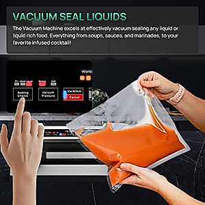 Vacuum Sealer, Vakumar 90Kpa Food Vacuum Sealer Machine Built-in Cutter & Bag Storage, Food Preservation Dry/Moist /Liquid Mode, Perfect for Liquid-Rich Foods Including Fresh Meats, Marinades, Sauces and More, Handle Locked Design