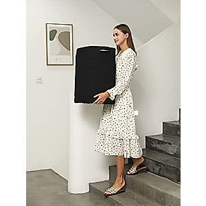 16"x13"x22" Extra Large Rectangular Storage Basket, Cotton Rope Storage Baskets, Woven Laundry Hamper, Toy Storage Bin, for Toys Blanket in Living Room, Baby Nursery, All Black