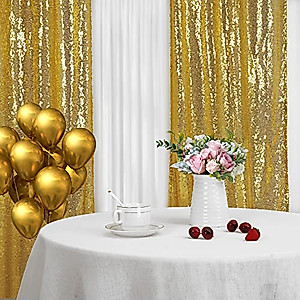 WENMER Gold Sequin Backdrop Curtain 4 Pcs 2 x 8FT Sequin Backdrops Shimmer Photo Backdrop Background Curtains Glitter Curtain Backdrop for Party Decoration Photo Studio