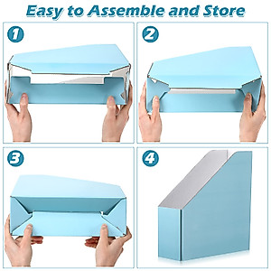 15 Pack Cardboard File Holder Organizers Blue Magazine File Holder Cardboard Document Rack Magazine File Srorage Magazine Storage Contains for Home Office School Desktop Supplies