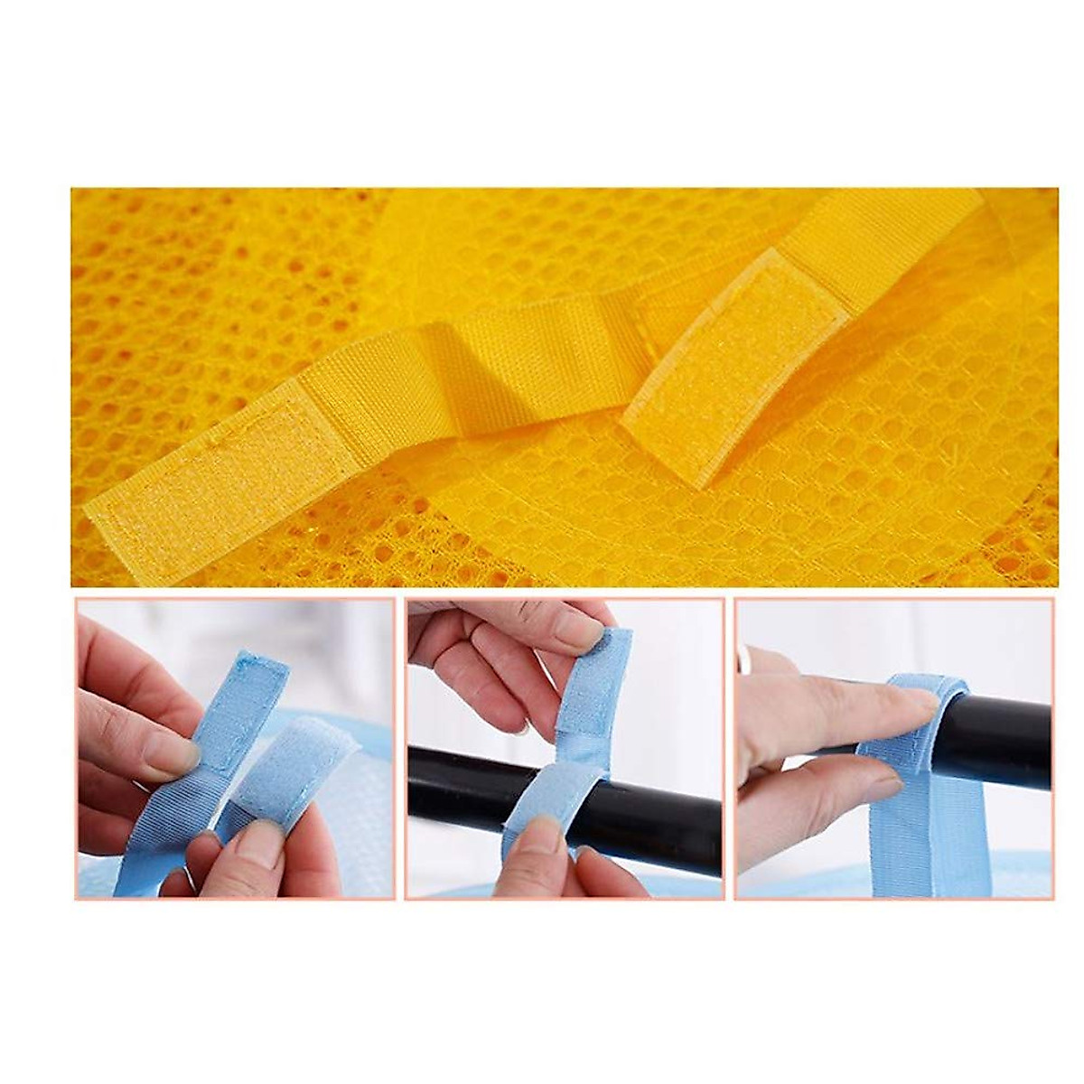 4 Tier Storage Organizer,43 1/2 x12 Inch Hanging Mesh Storage Basket with 2 Inch Screw-in Hooks,Folding Basket for Toys or Store Gloves,Shawls, Hats and Mittens, Attaches Easily to Any Rod (Grey)