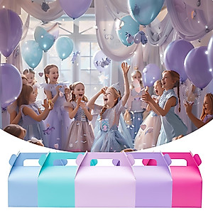 UnicoPak 30 Pack Pastel Gable Treat Boxes Colorful Party Favor Goodie Bag Boxes for Candy Treats Goody Cookie Toys for Kids Birthday Party, 6.5x3.5x3.5 Inches