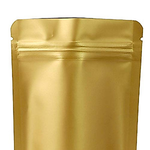 Resealable Standup Mylar Bags for Food Storage, Valentine cookies –Resealable Bags for Small Business, Weddings, Preppers & More – Matte Gold, 10x7in, 5 mL (50) by BluePerlOne